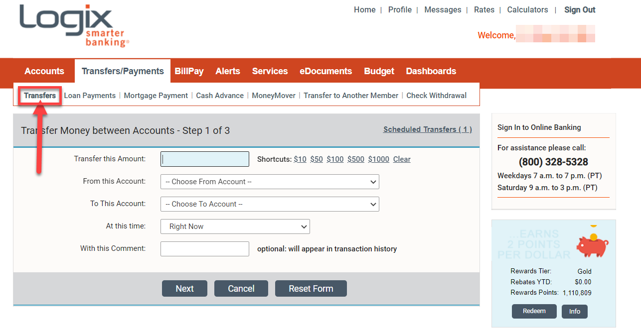Online Banking: How to Transfer Funds Between Logix Accounts